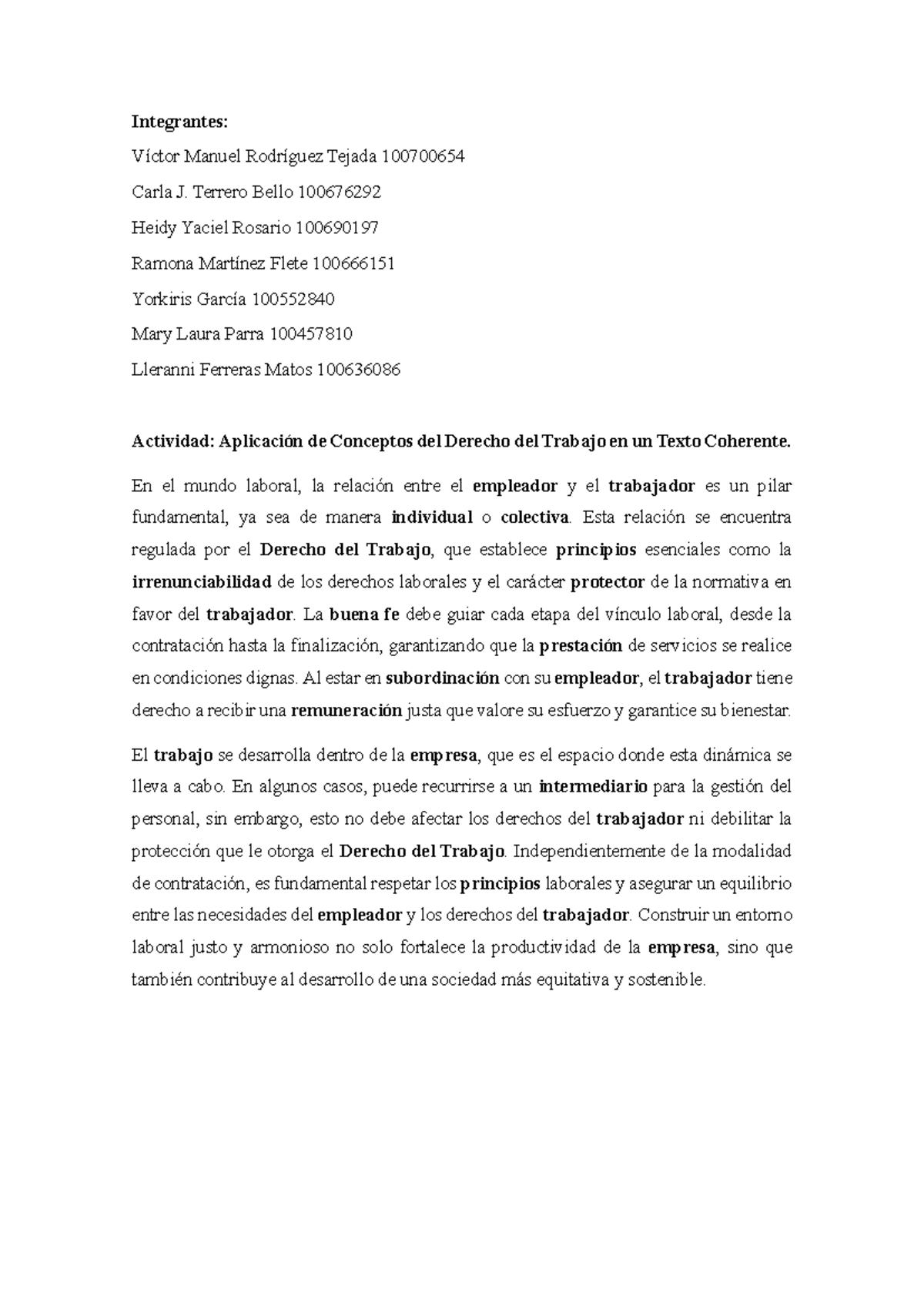 Tarea 2 - REALIZAR DOS PARRAFO CON LA SIGUIENTE PALABRA - Integrantes ...