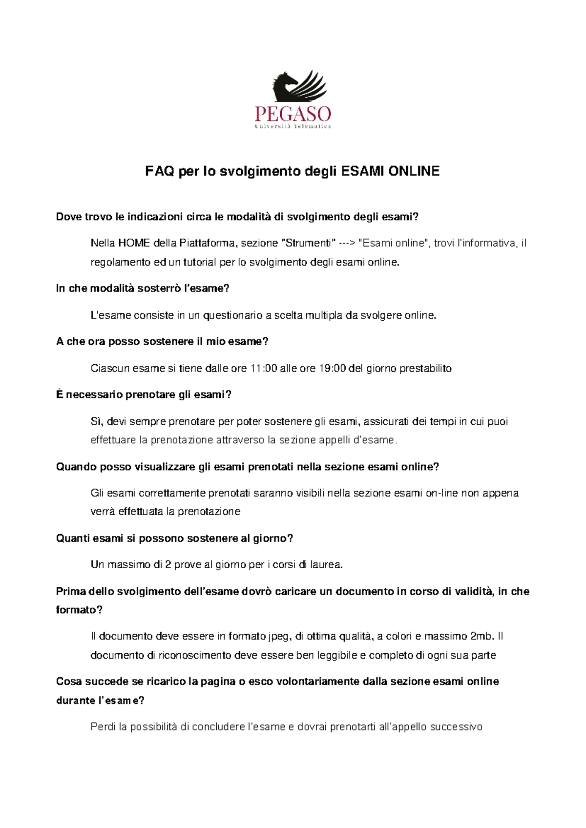 FAQ per Esami Online: Informazioni e Procedure Essenziali - Studocu