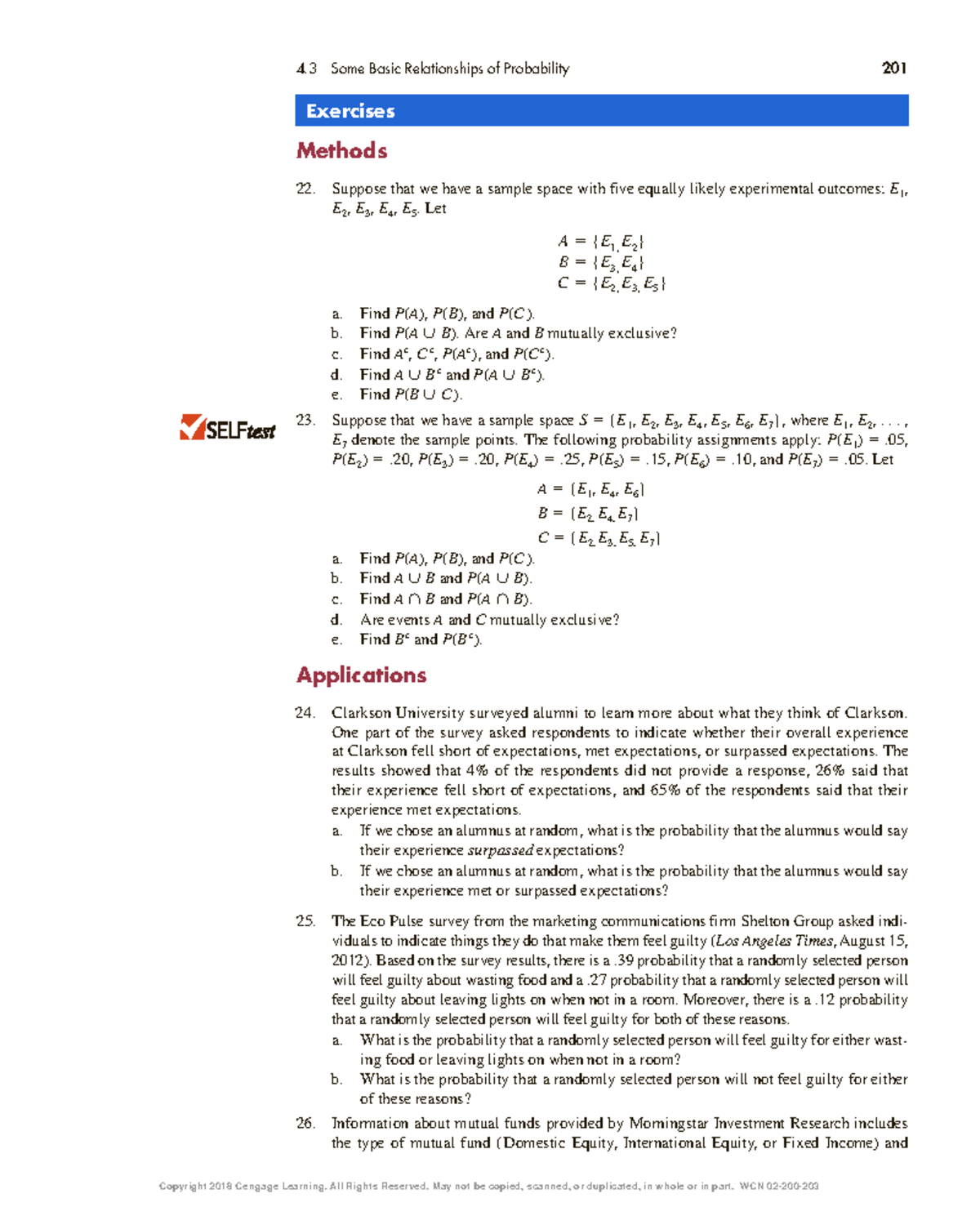 Chapter 4 Excerpt(1) 8 - Ch 4 - 4 Some Basic Relationships of Probability 201 Exercises Methods ...