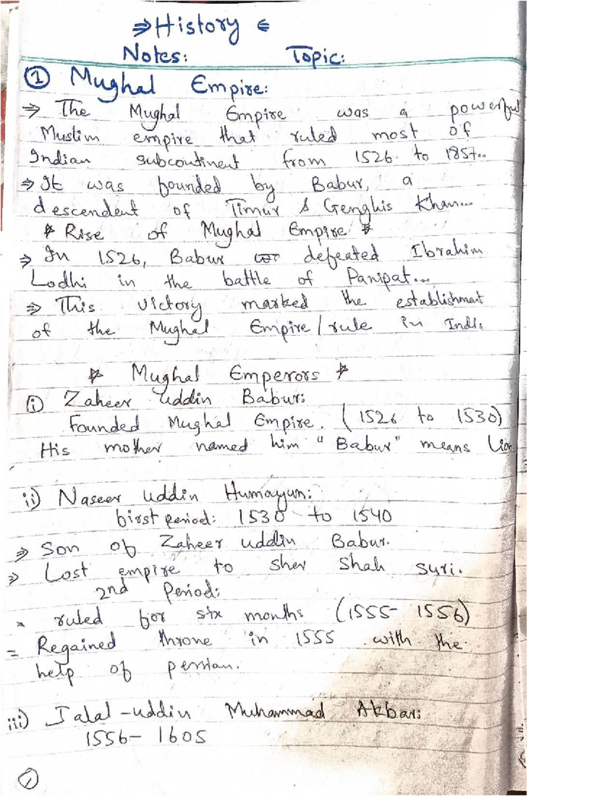 History Notes: Mughal Empire & British Rule in South Asia - Studocu