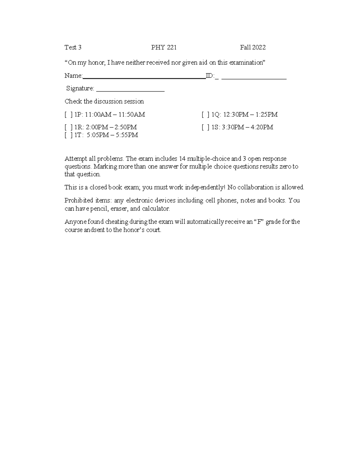 PHY221-Test3 - Practice Exam 3 Review and Practice Questions - Studocu