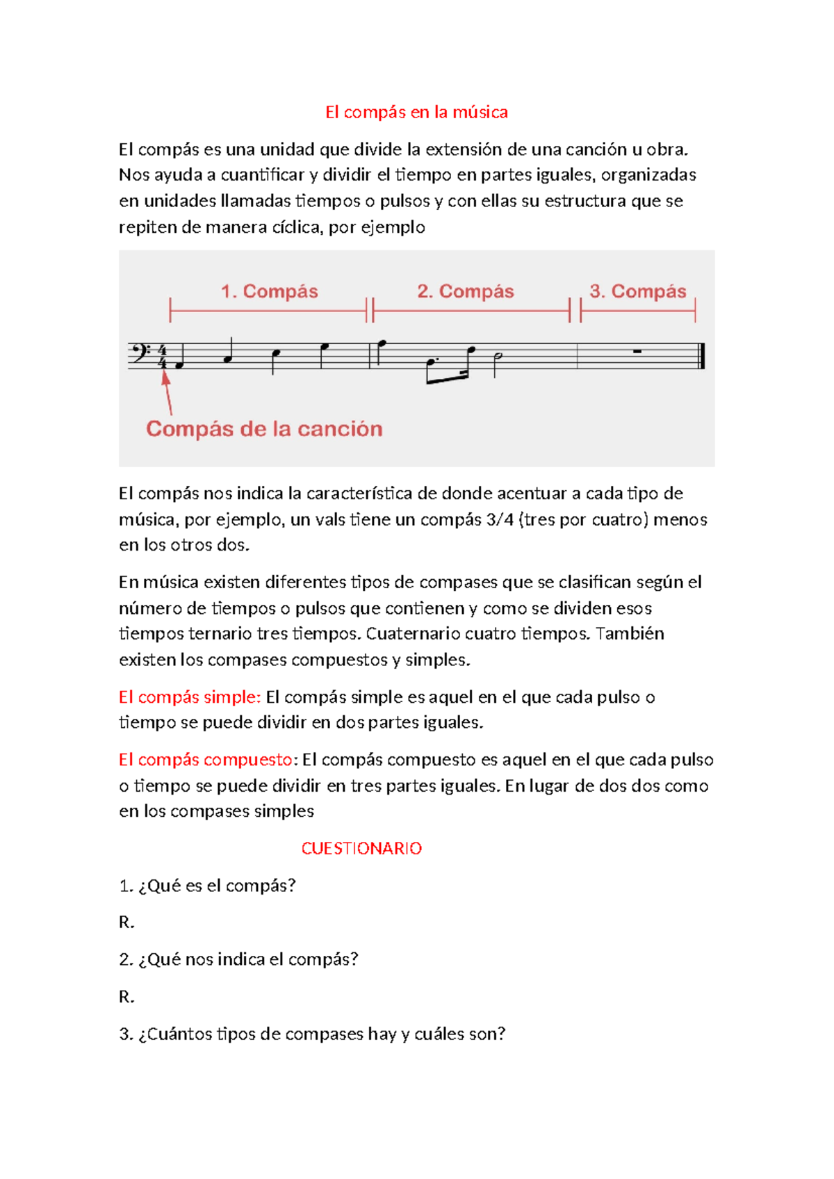 El compás en la música: Tipos y características esenciales - Studocu