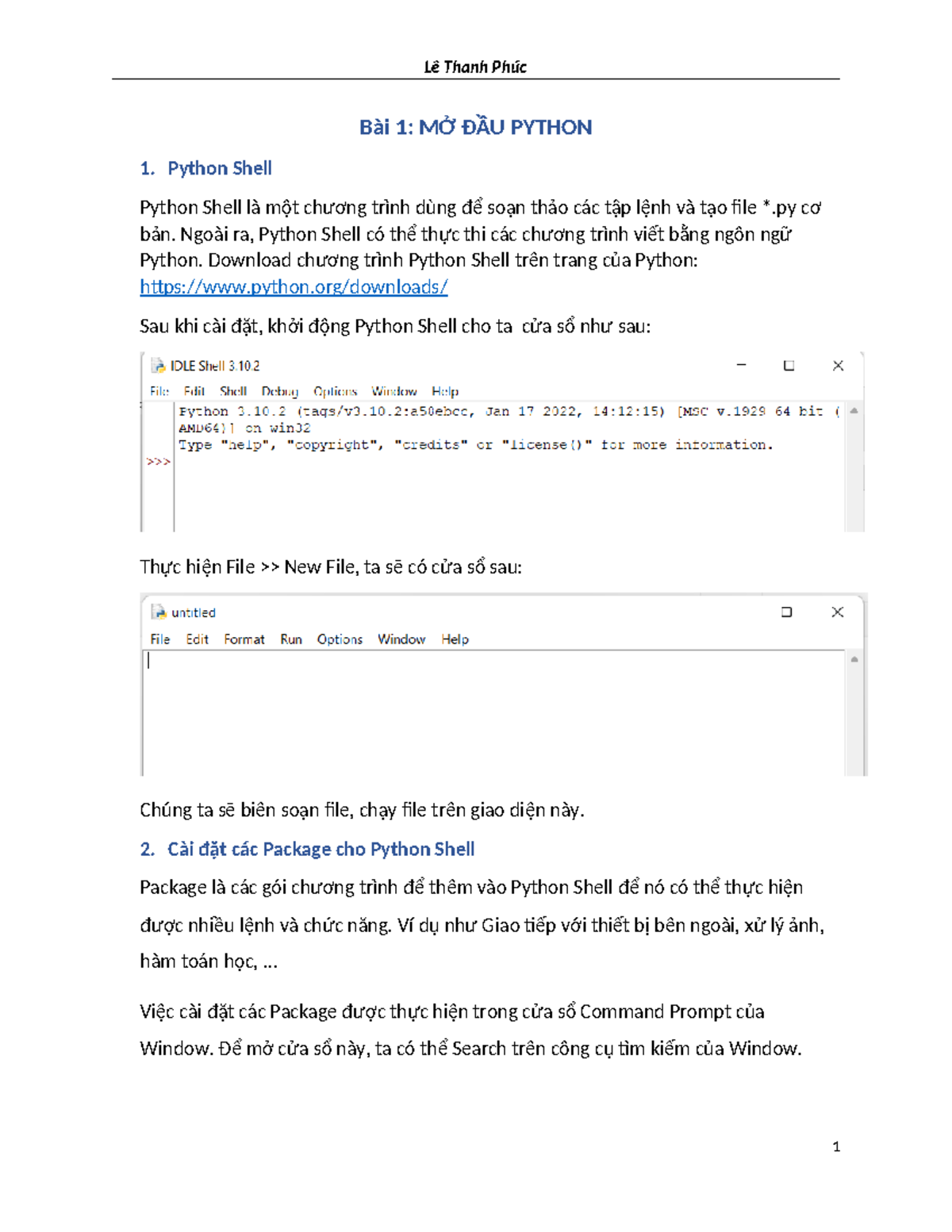 HƯỚNG DẪN SỬ DỤNG PYTHON TRONG THƯ VIỆN OPEN CV - spkt - Studocu