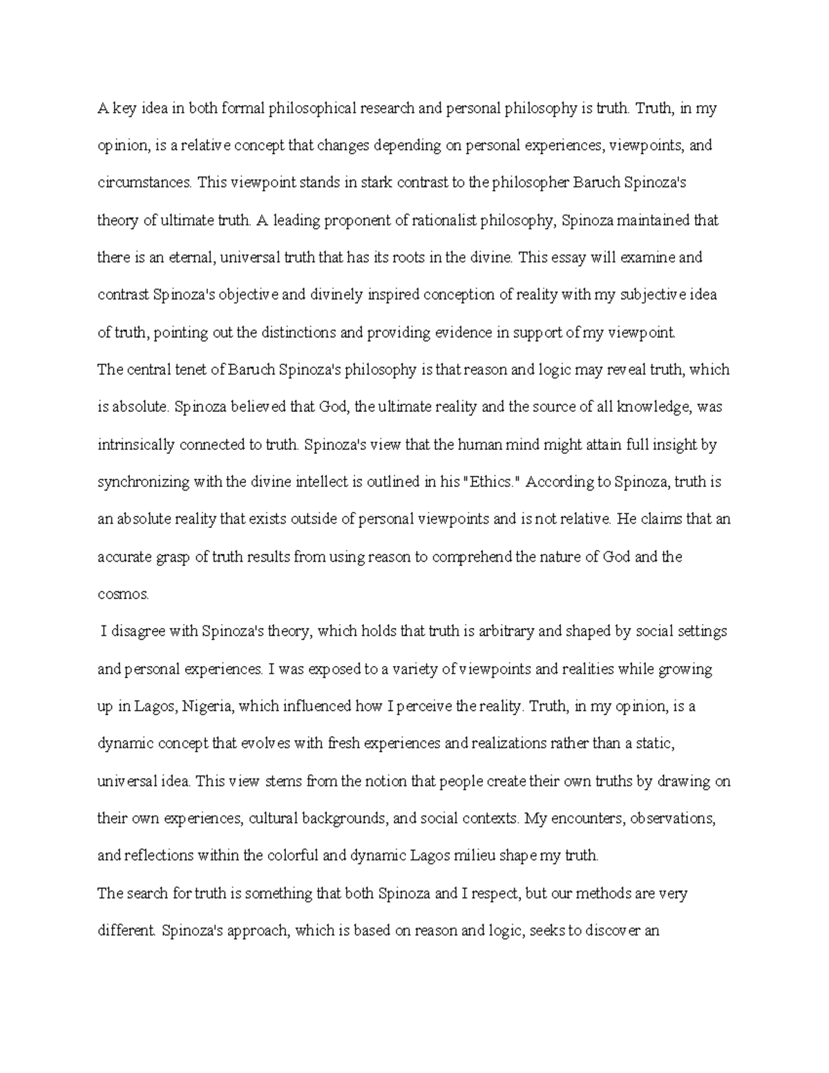 PHIL 1402-01 Essay: Exploring Subjective vs. Objective Truth - Studocu