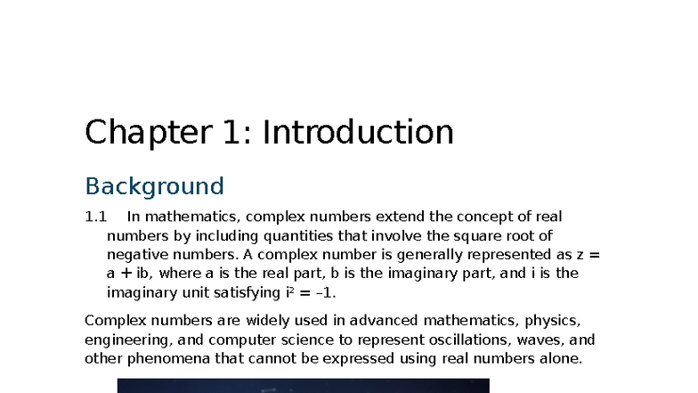 Chapter 1: Introduction to Complex Numbers (MATH 101) - Studocu
