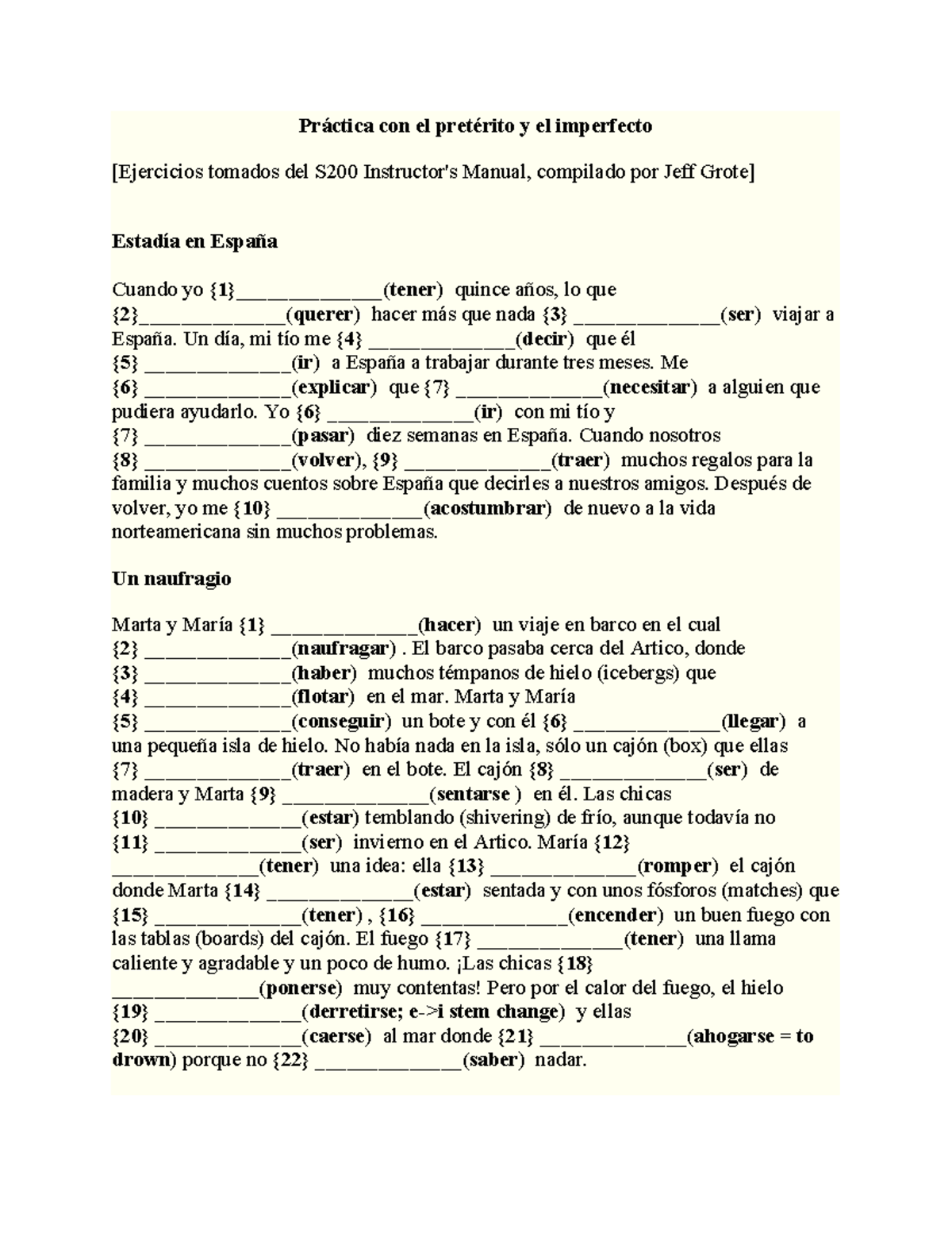 El pretérito y el imperfecto - Ejercicios S200 - Studocu