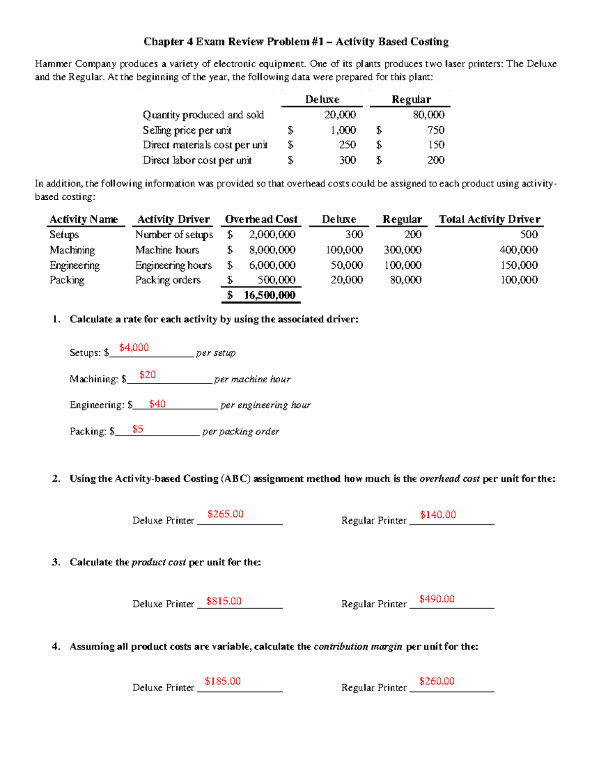 Sample/practice exam 2019, questions - Chapter 4 Exam Review Problem #1 ...