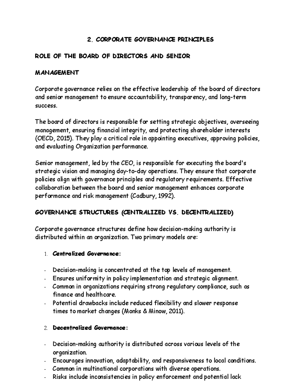 2. Corporate Governance Principles: Board & Management Roles Explained ...