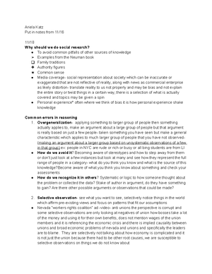 SOC 305: Reading 8 Notes on Population, Samples, and Sampling ...