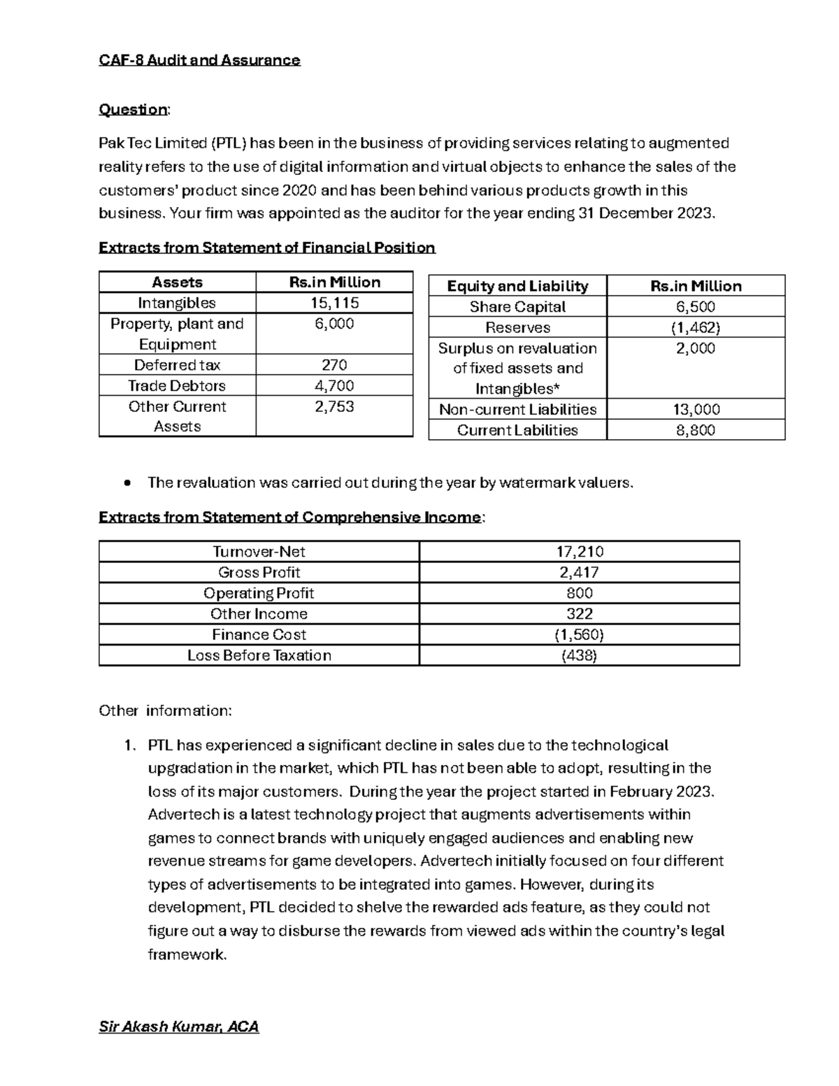CAF-8 Audit and Assurance: Revision Questions for Session 2 - Studocu