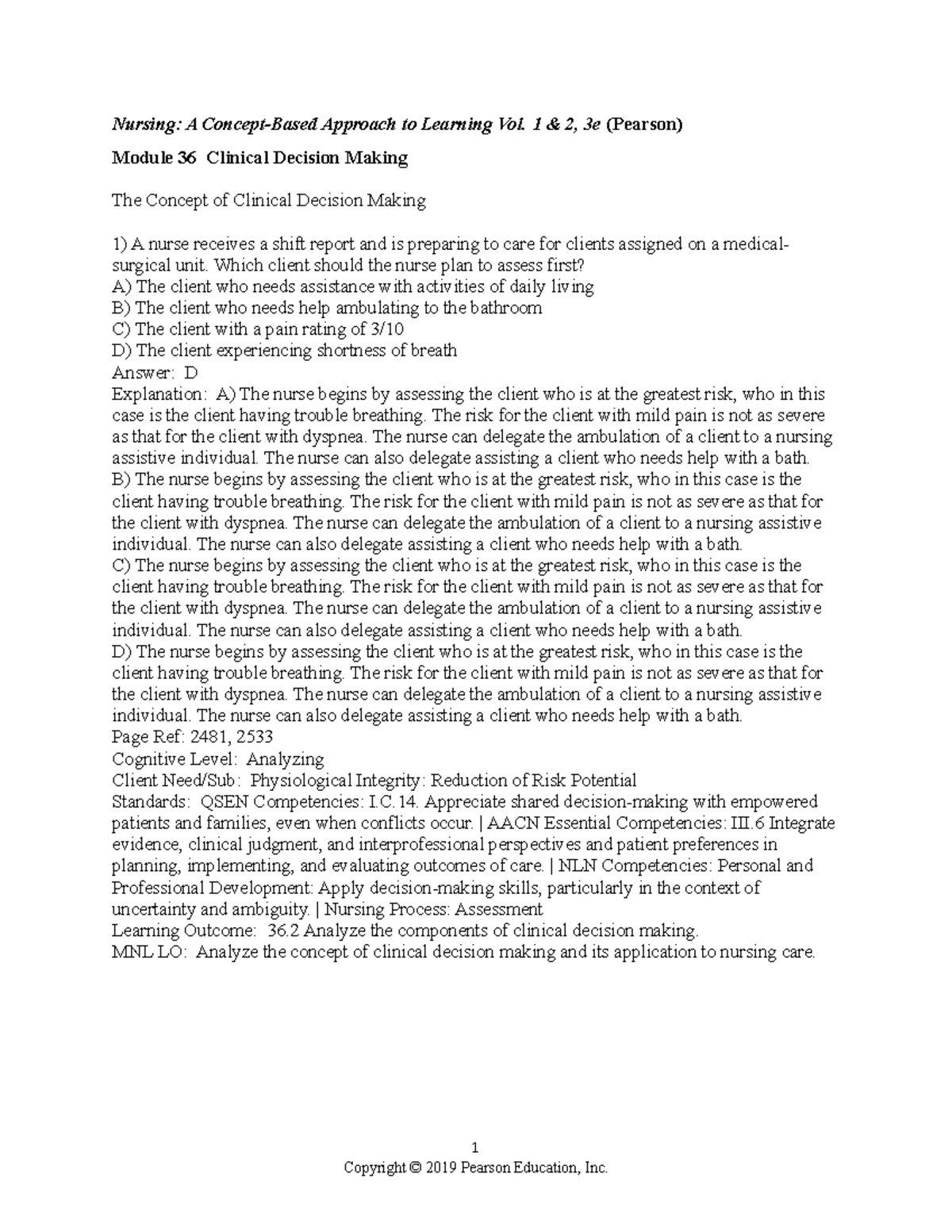 Module 14 test bank - Nursing: A Concept-Based Approach to Learning Vol ...