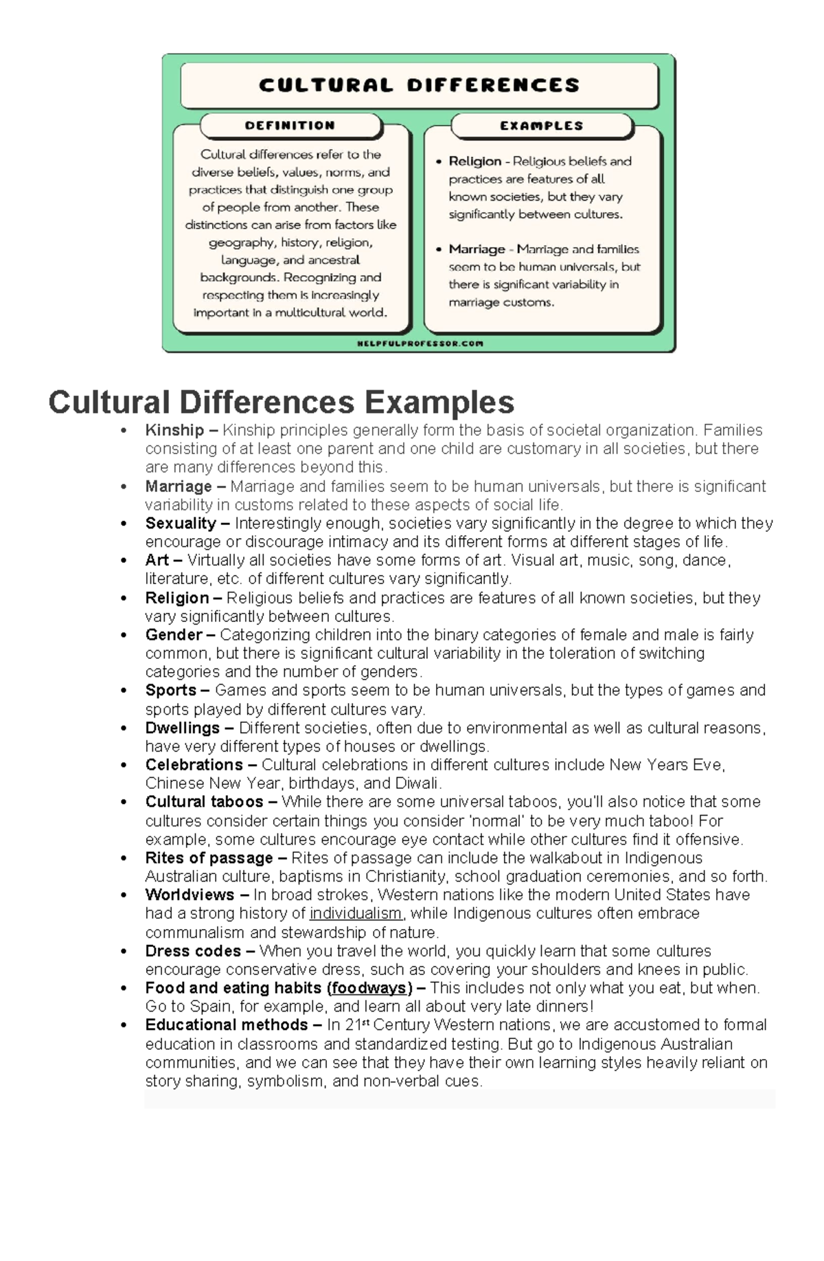 Cultural Differences Examples - Families consisting of at least one ...
