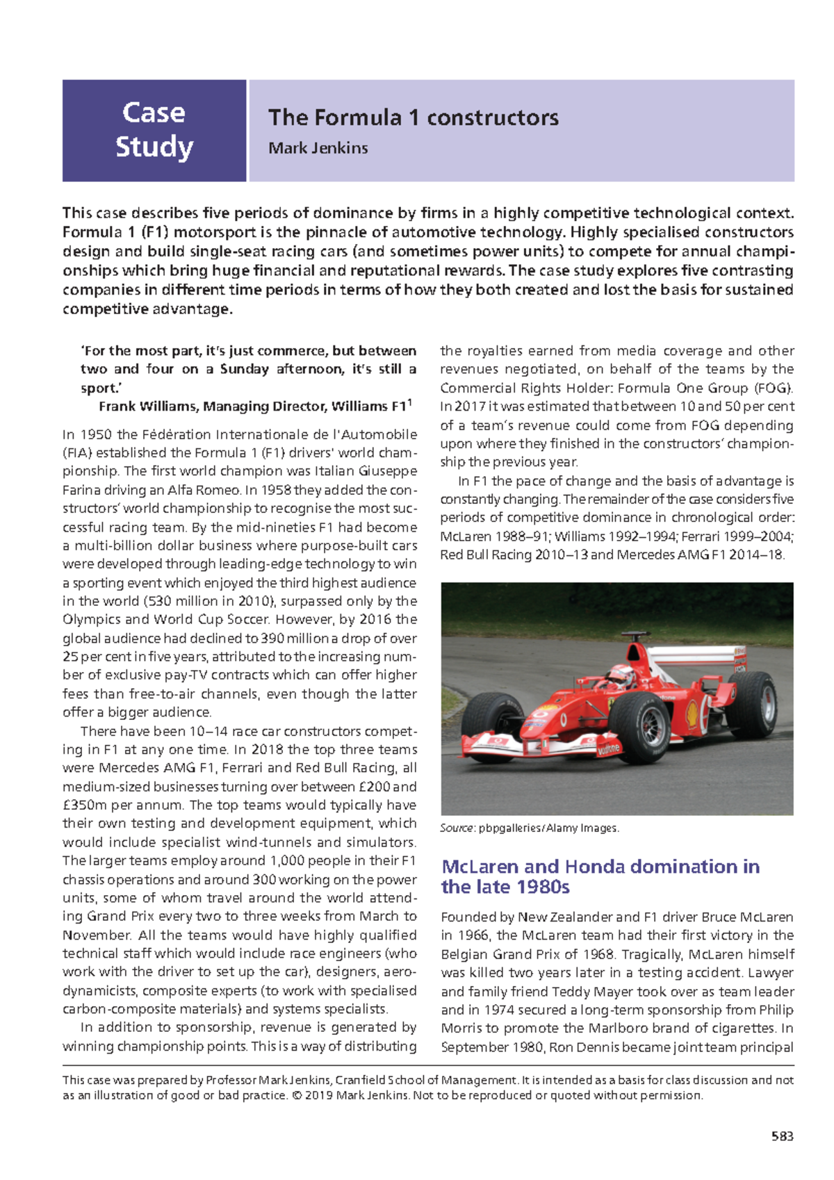 F1 Constructors case ES12e pp583-591 - Case Study The Formula 1 constructors Mark Jenkins ‘For ...