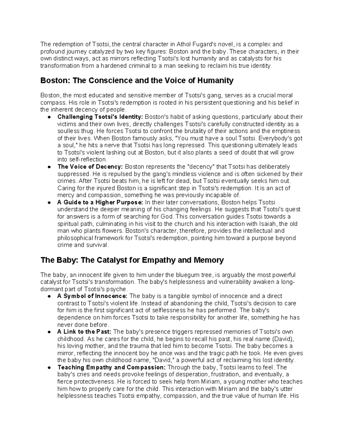 Redemption of Tsotsi: The Role of Boston and the Ba in Transformation ...