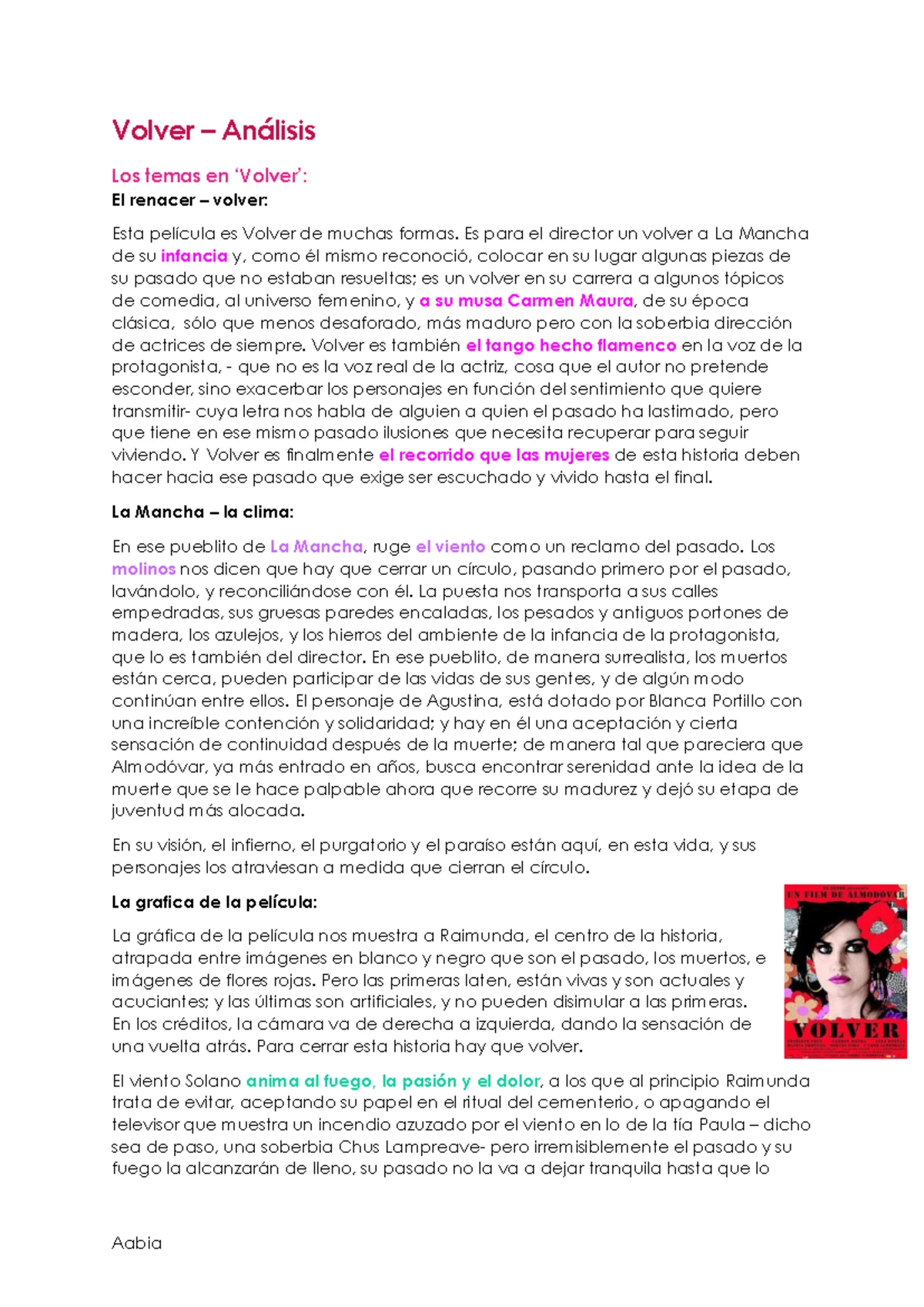 Volver Film Analysis: Themes and Character Insights - Studocu