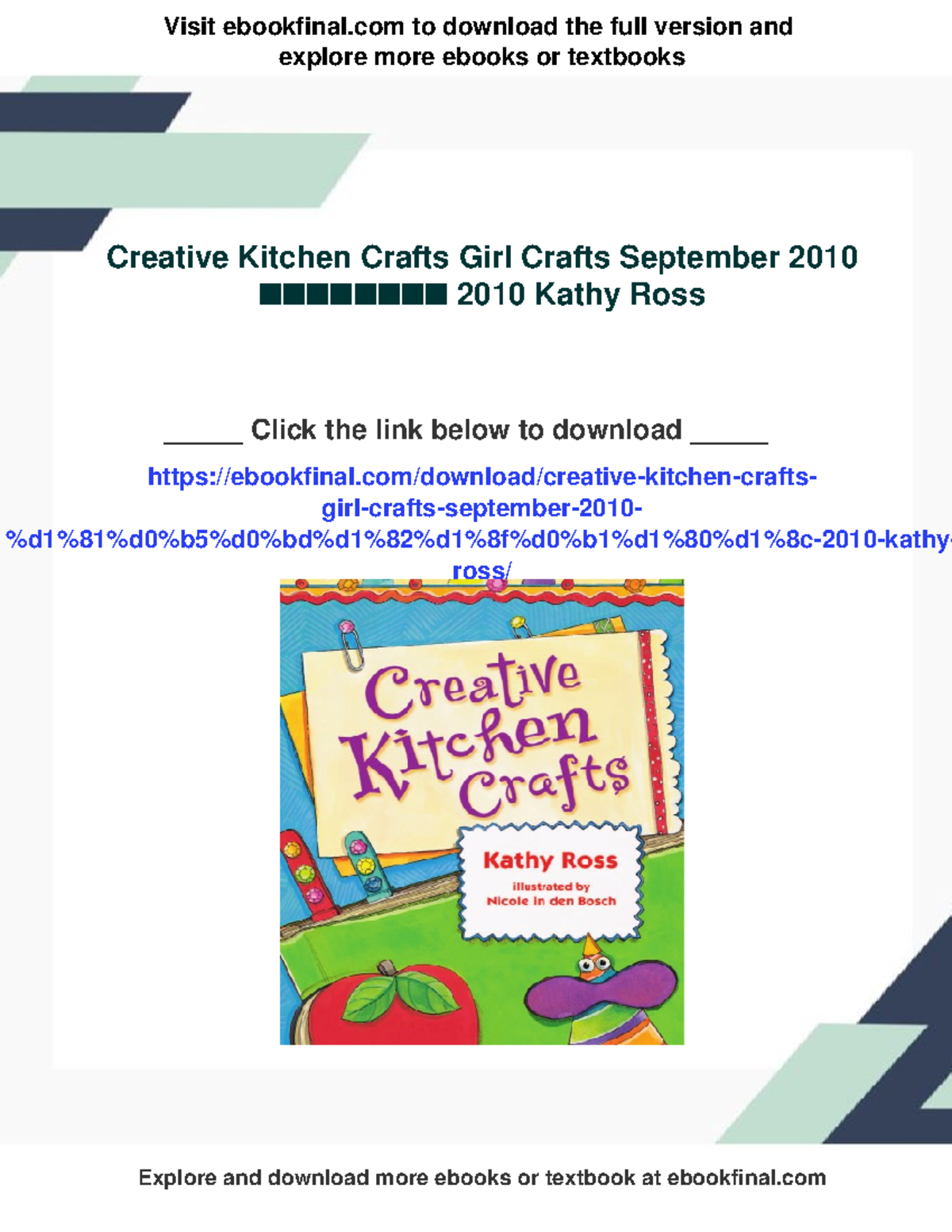 69908 - Creative Kitchen Crafts by Kathy Ross (Sept 2010) Guide - Studocu