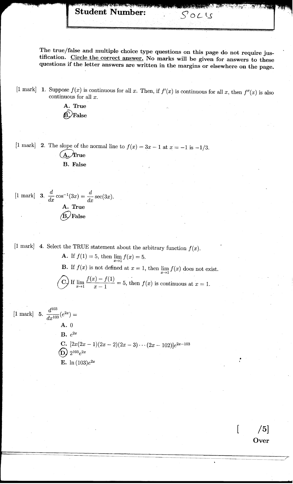 MA103 Midterm Solutions S24: Multiple Choice Questions - Studocu