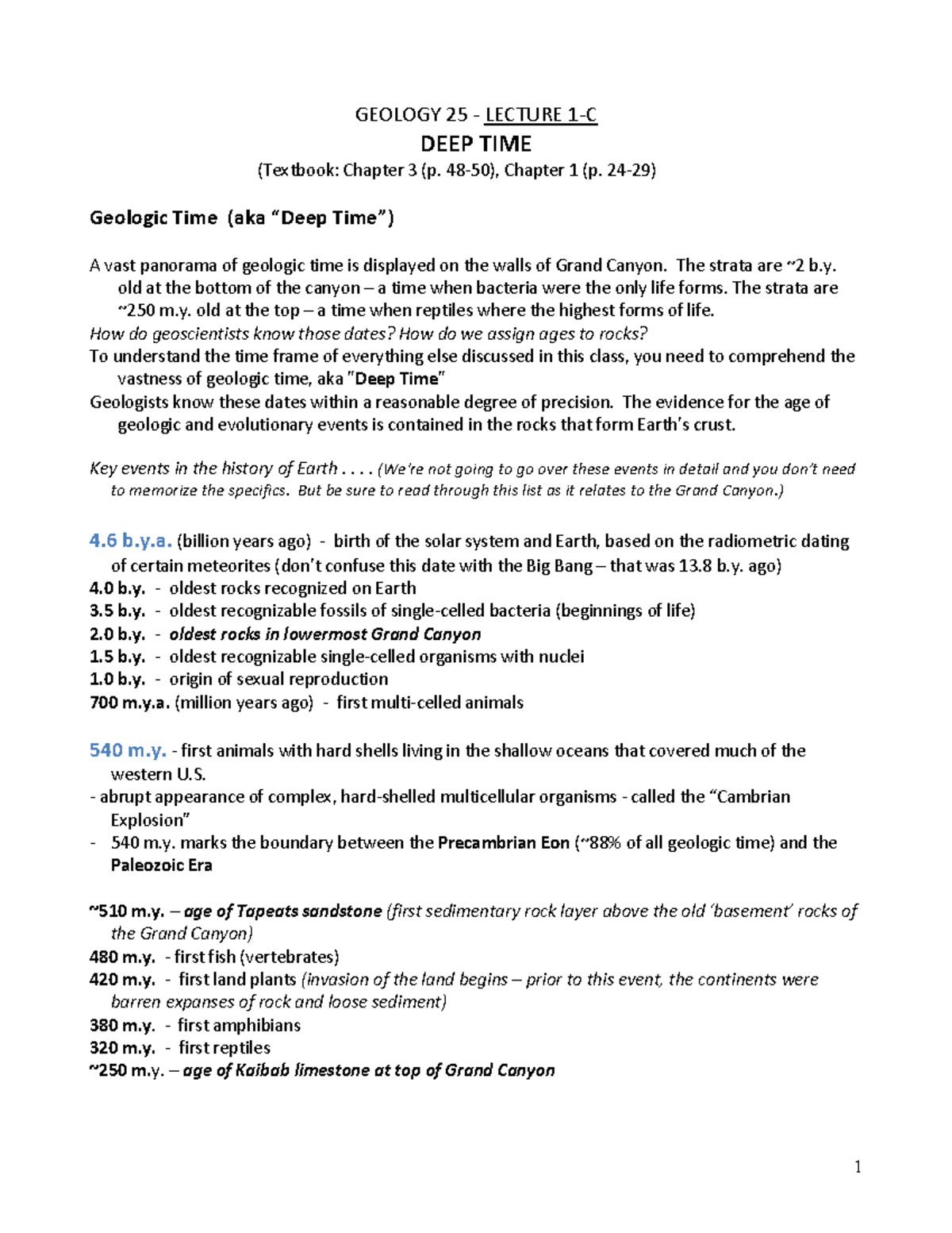 GEOLOGY 25 LECTURE 1-C: Understanding Geologic Time & the Grand Canyon ...
