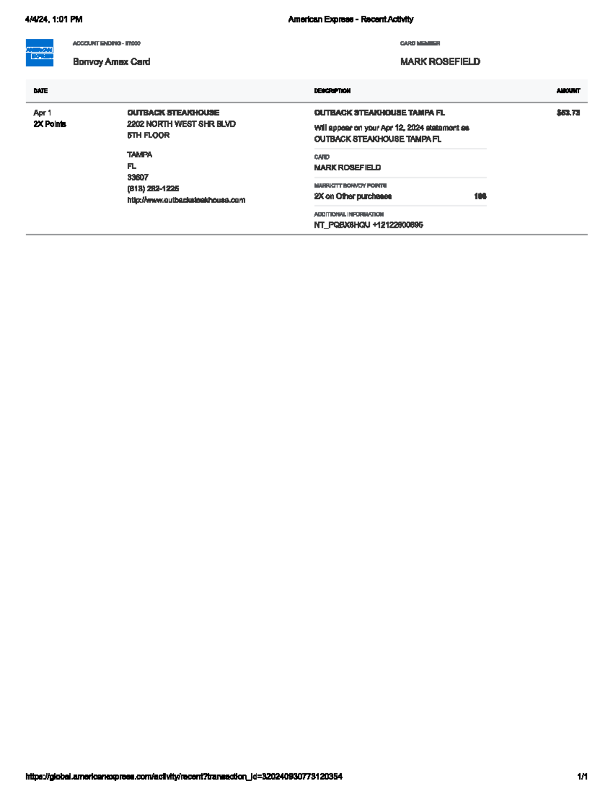 Outback Receipt 4 - Studocu