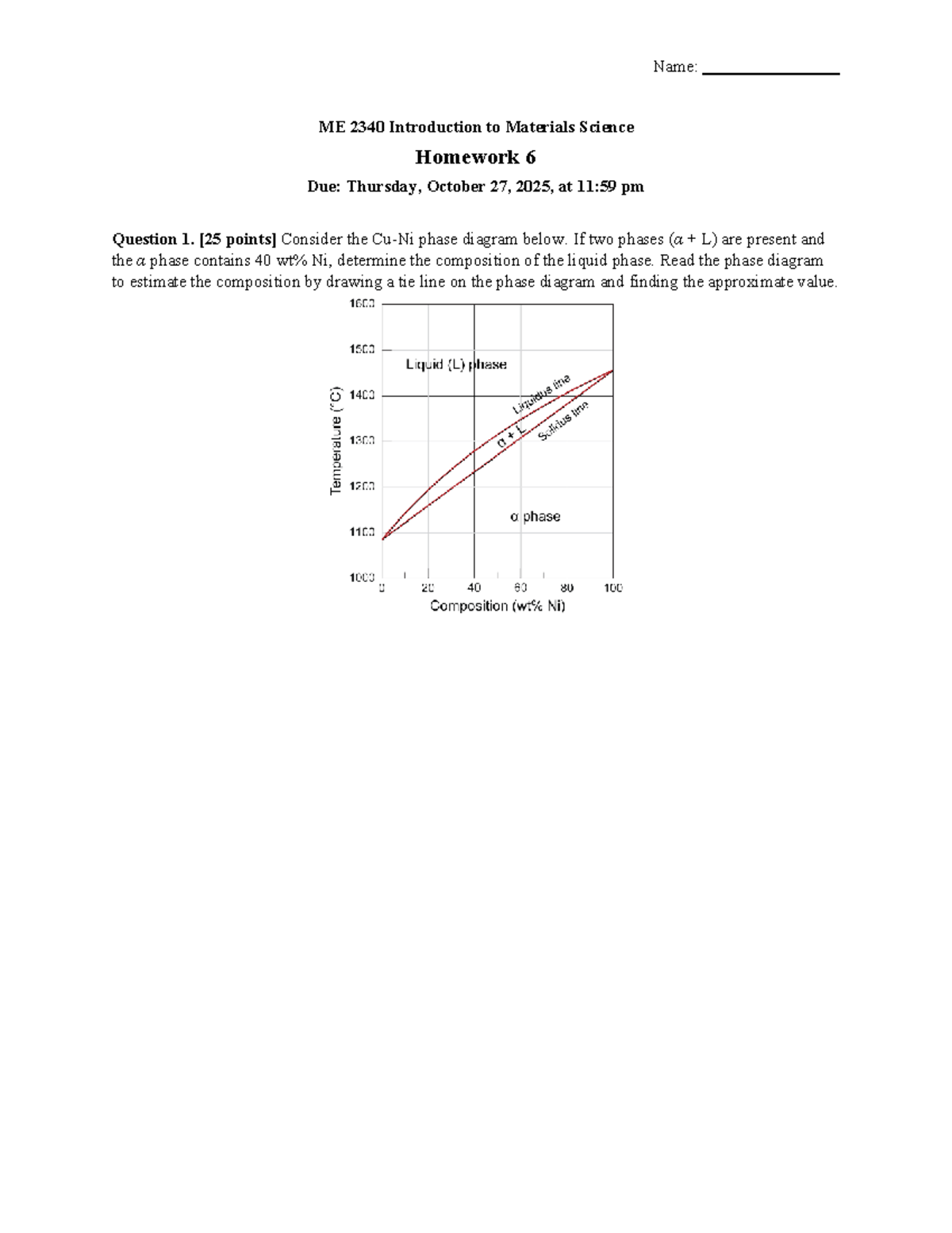 ME 2340 Homework 6: Phase Diagrams & Gibbs Free Energy Analysis - Studocu
