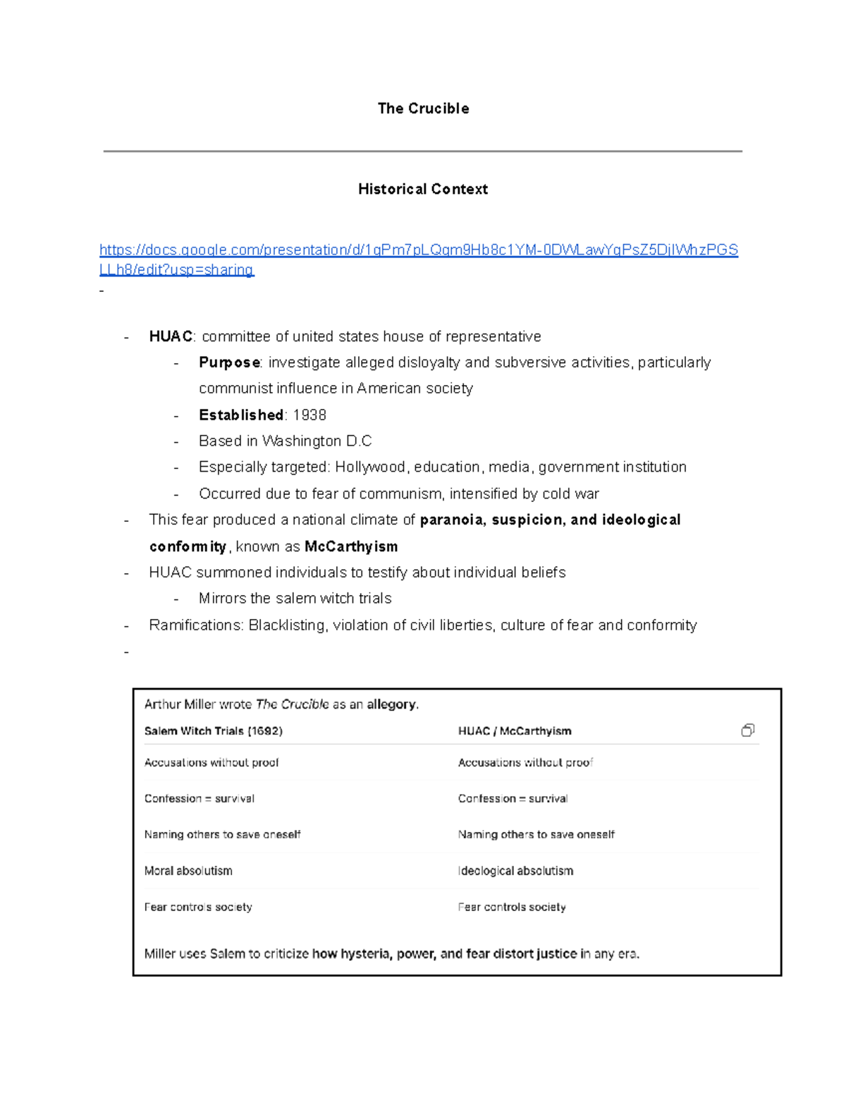 The Crucible Study Guide: Historical Context & Character Analysis (ENG ...