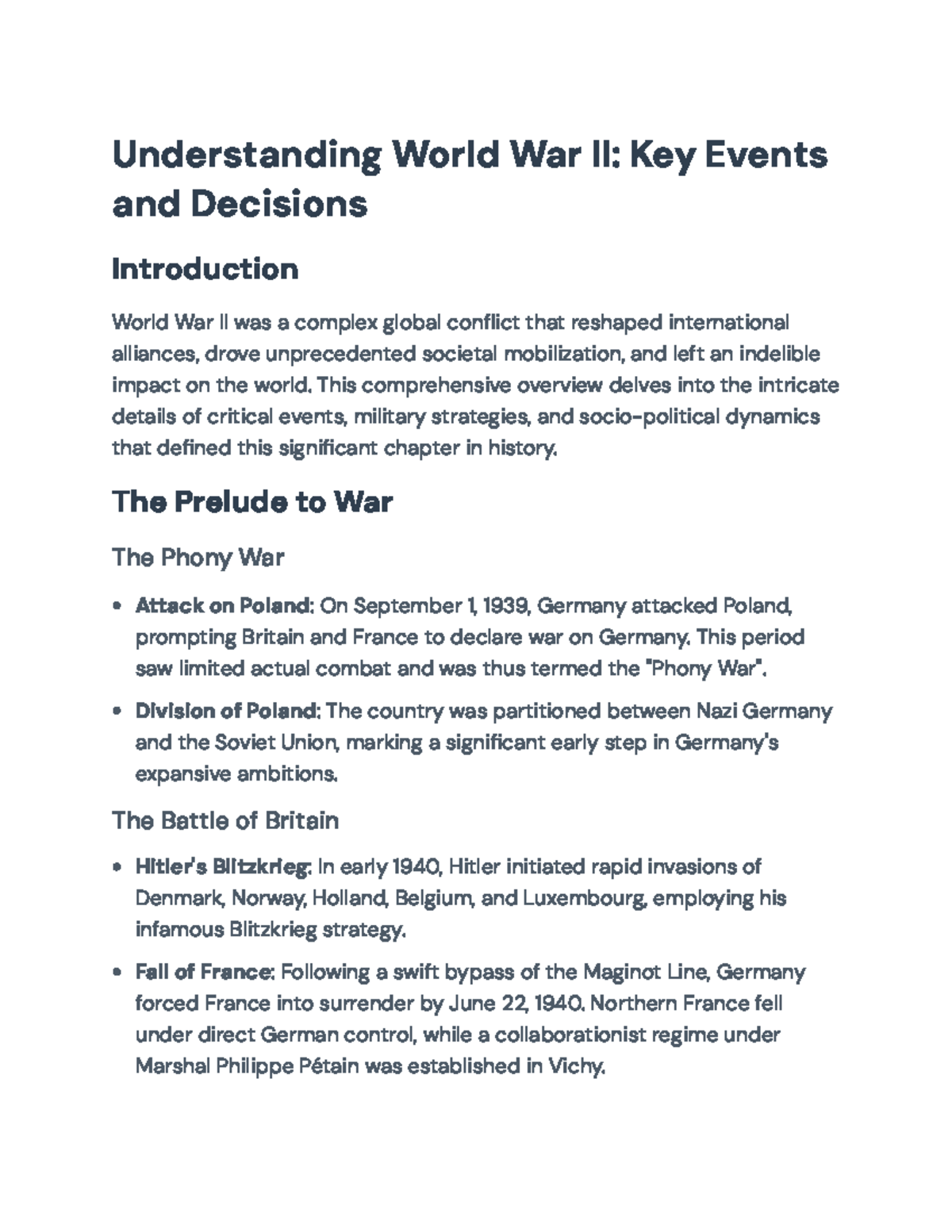 WWII Overview: Key Events & Strategies Analysis (Hist 101) - Studocu