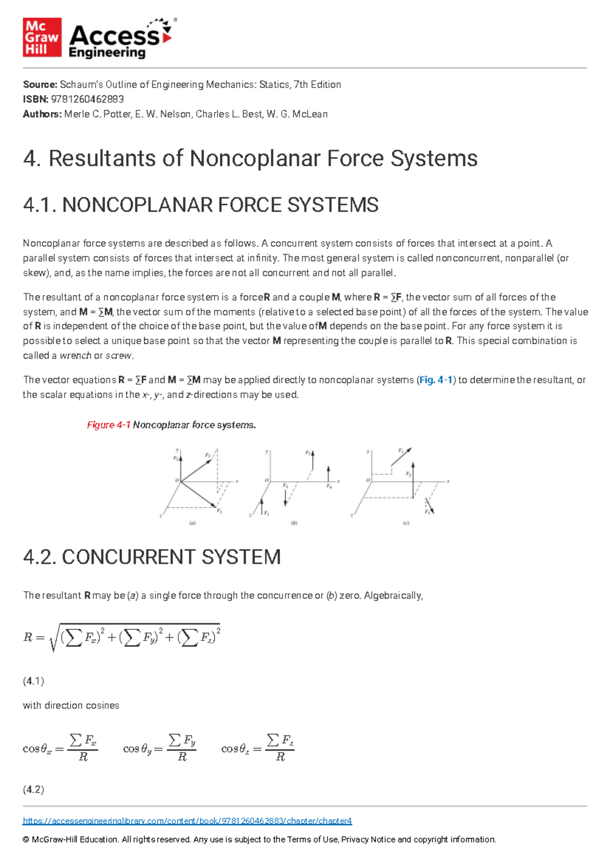 Resultants of Noncoplanar Force Systems - Engineering Mechanics (Stat 4 ...