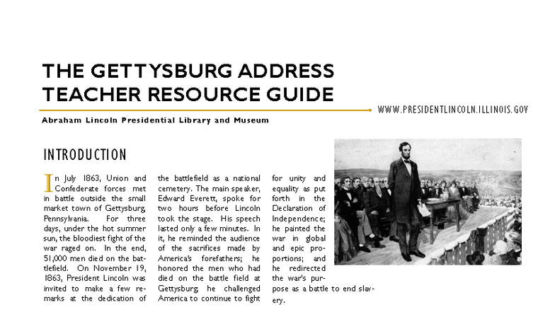 Gettysburg Address Lesson Plans (HIST 101) - Studocu