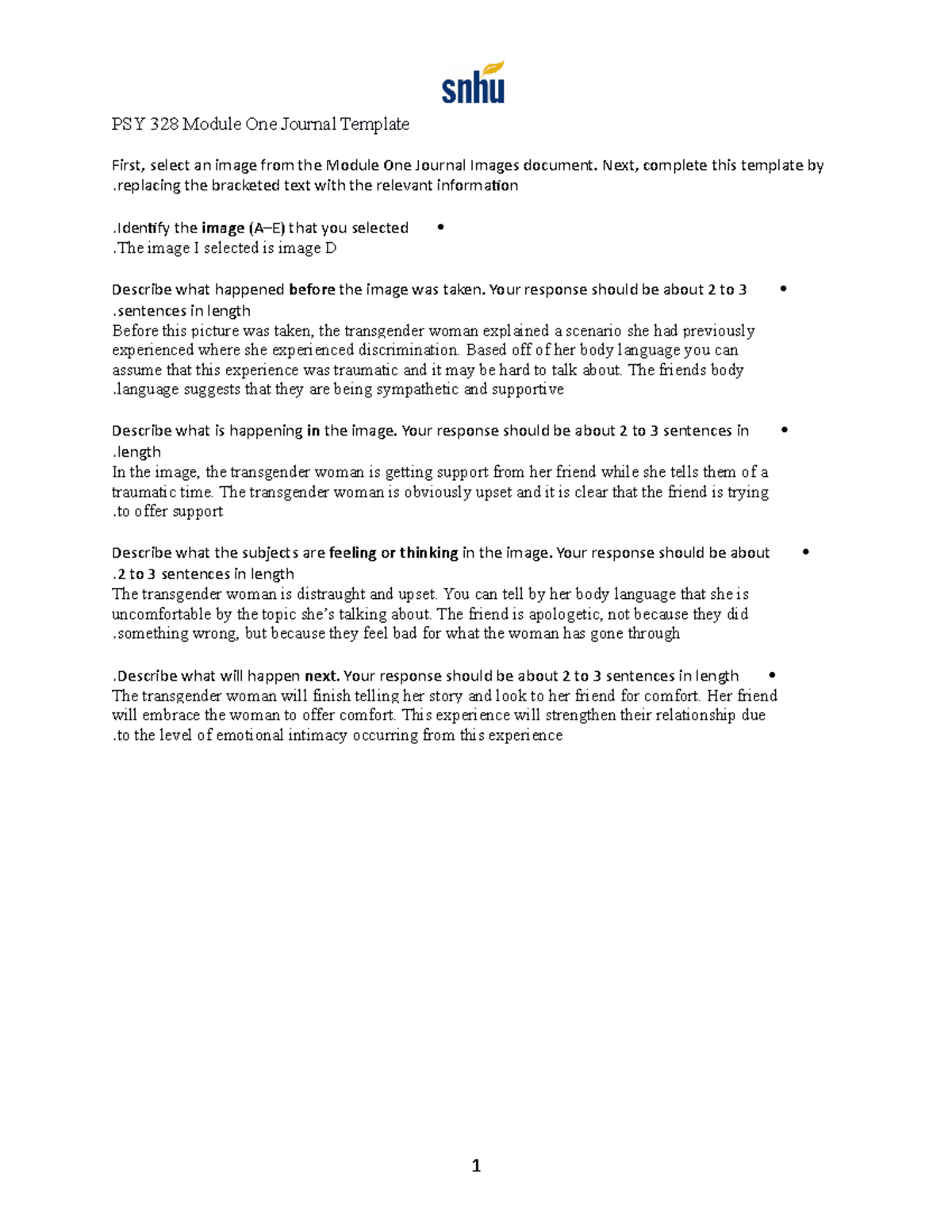 PSY 328 mod 1 journal - Course work - PSY 328 Module One Journal ...