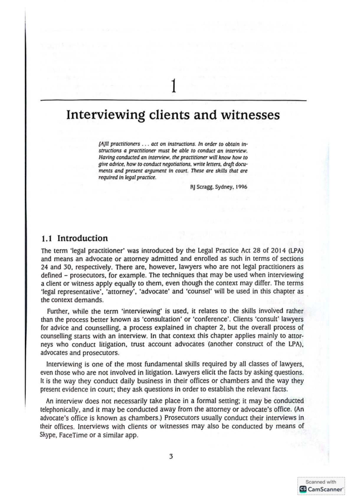 Chapter 1: Interviewing Clients and Witnesses in Legal Practice (PLT ...
