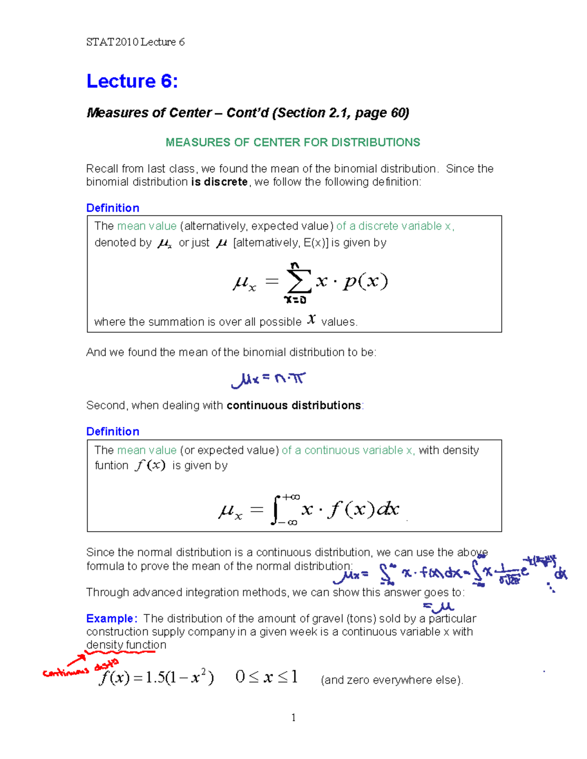 STAT2010 Lecture 6: Measures of Center and Variability - Studocu