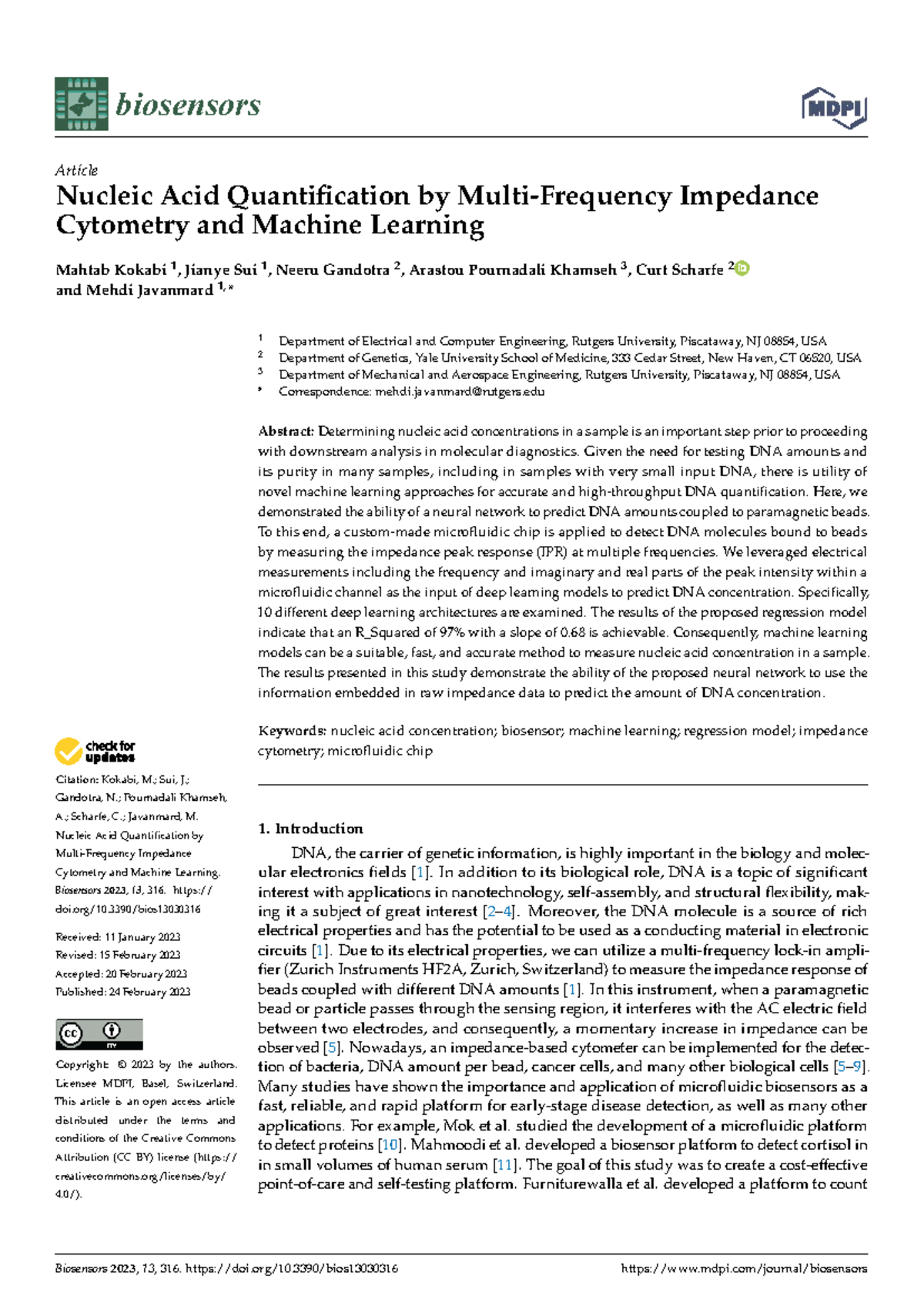 Nucleic Acid Quantification via Impedance Cytometry & ML Techniques ...