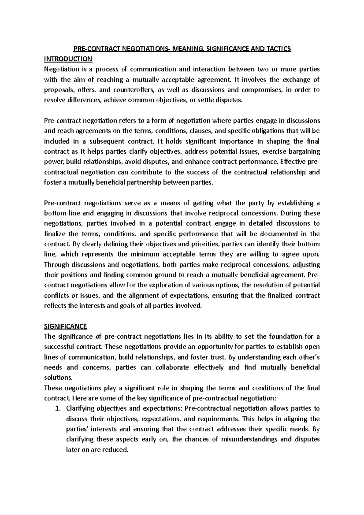 Pre-Contract Negotiations: Importance, Strategies and Tactics Explained ...