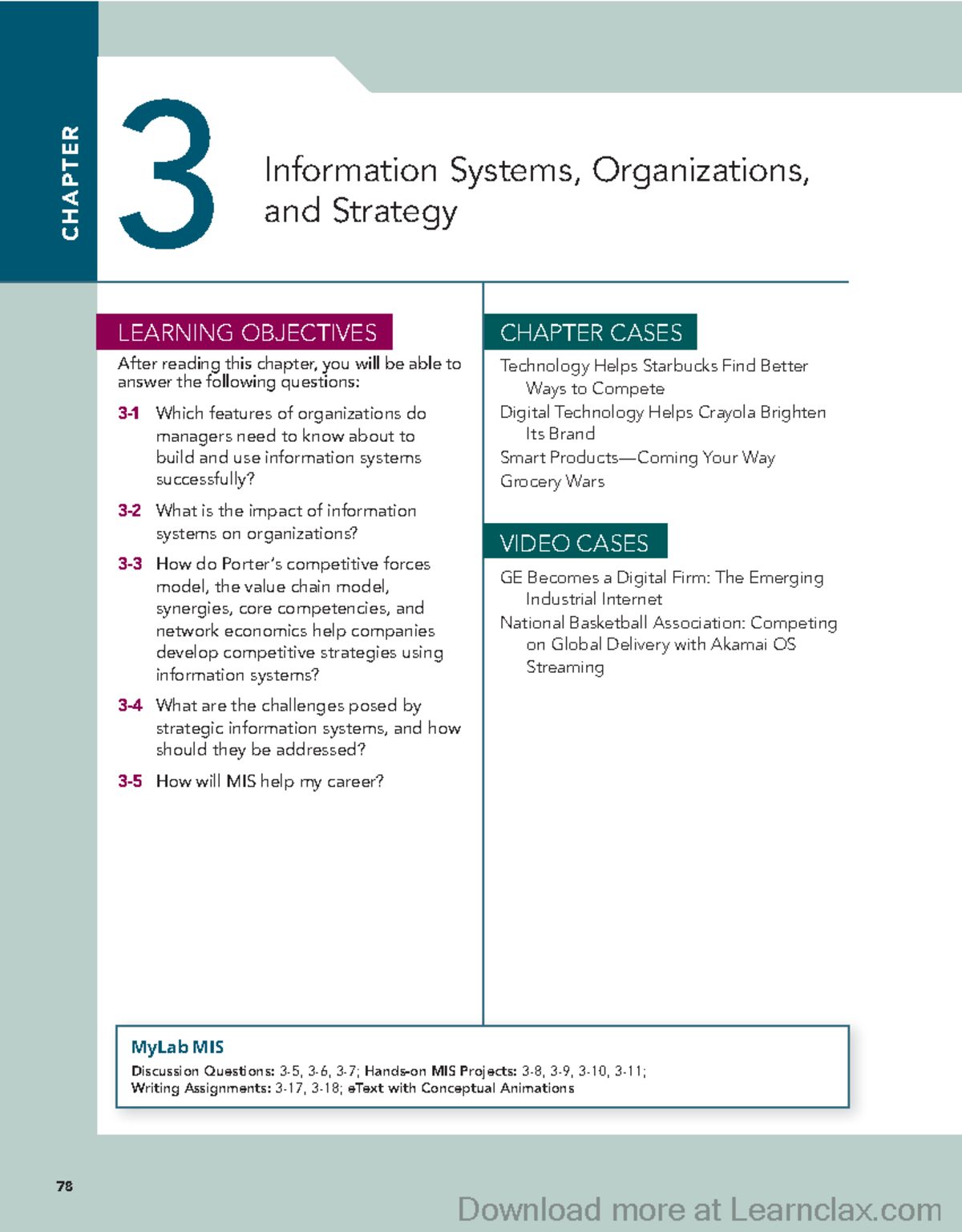 Ch 3 SIM Information Systems, Organizations, Strategy - 78 MyLab MIS Discussion Questions: 3-5 ...