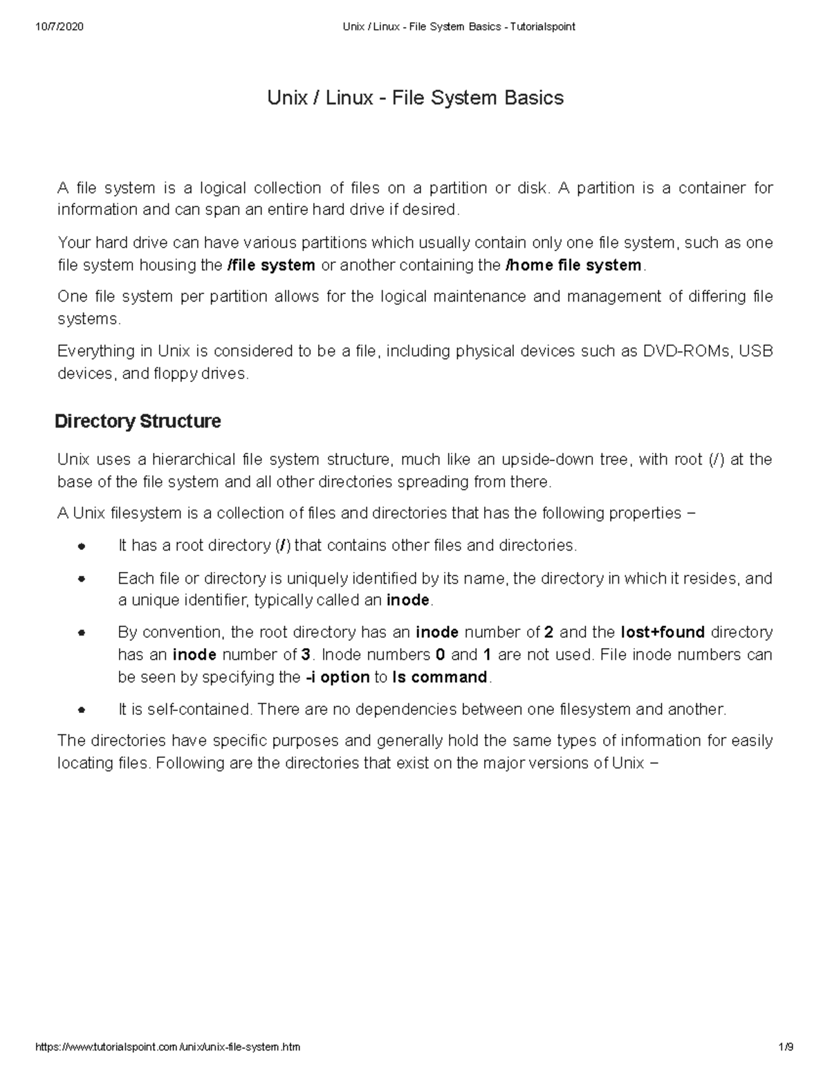 W13 - File System Basics - Lecture - Unix / Linux - File System Basics Unix / Linux - File ...