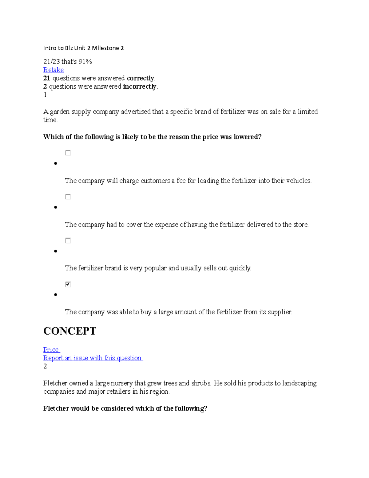 Intro to Biz Unit 2 Milestone 2: Key Concepts & Marketing Strategies ...