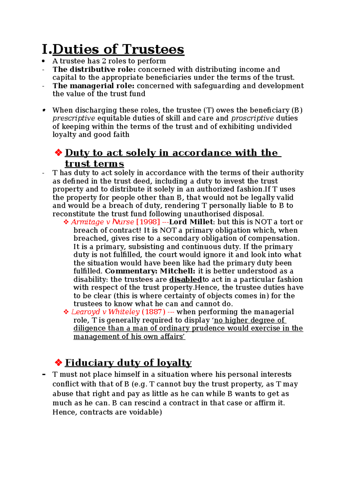 Iii. trustee duties and compensatory liability 2014 - I of Trustees A ...