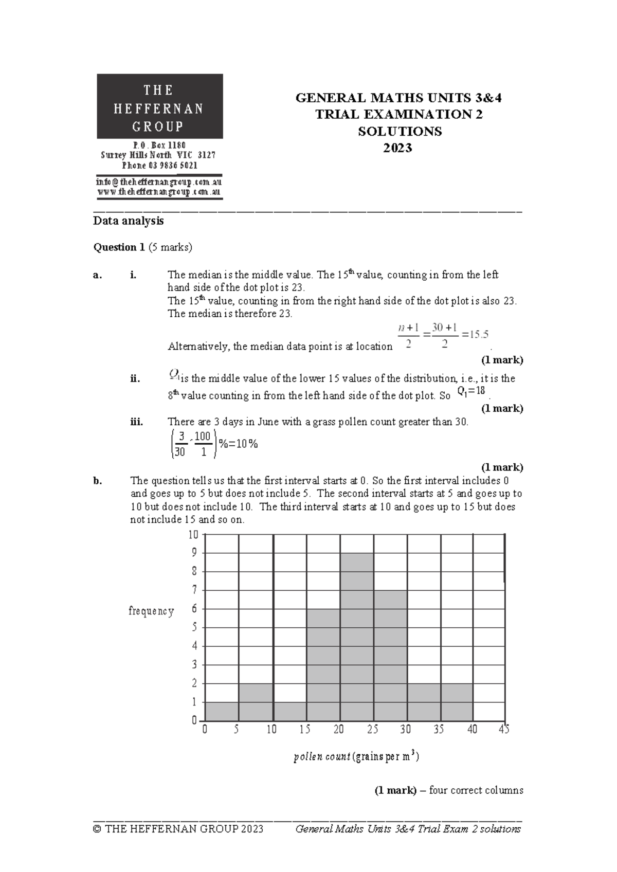TH E HEFFERNAN GROUP GENERAL MATHS UNITS 3 & 4 TRIAL EXAM 2 SOLUTIONS ...