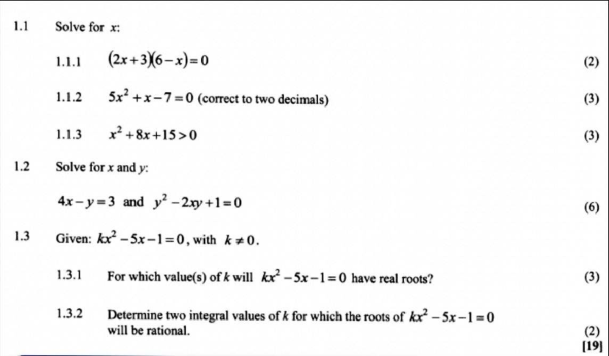 Algebra Grade 10: Solving for x and y in Quadratic Equations - Studocu