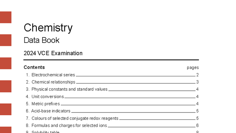 VCE Chemistry Data Book 2024: Key Concepts and Data - Studocu