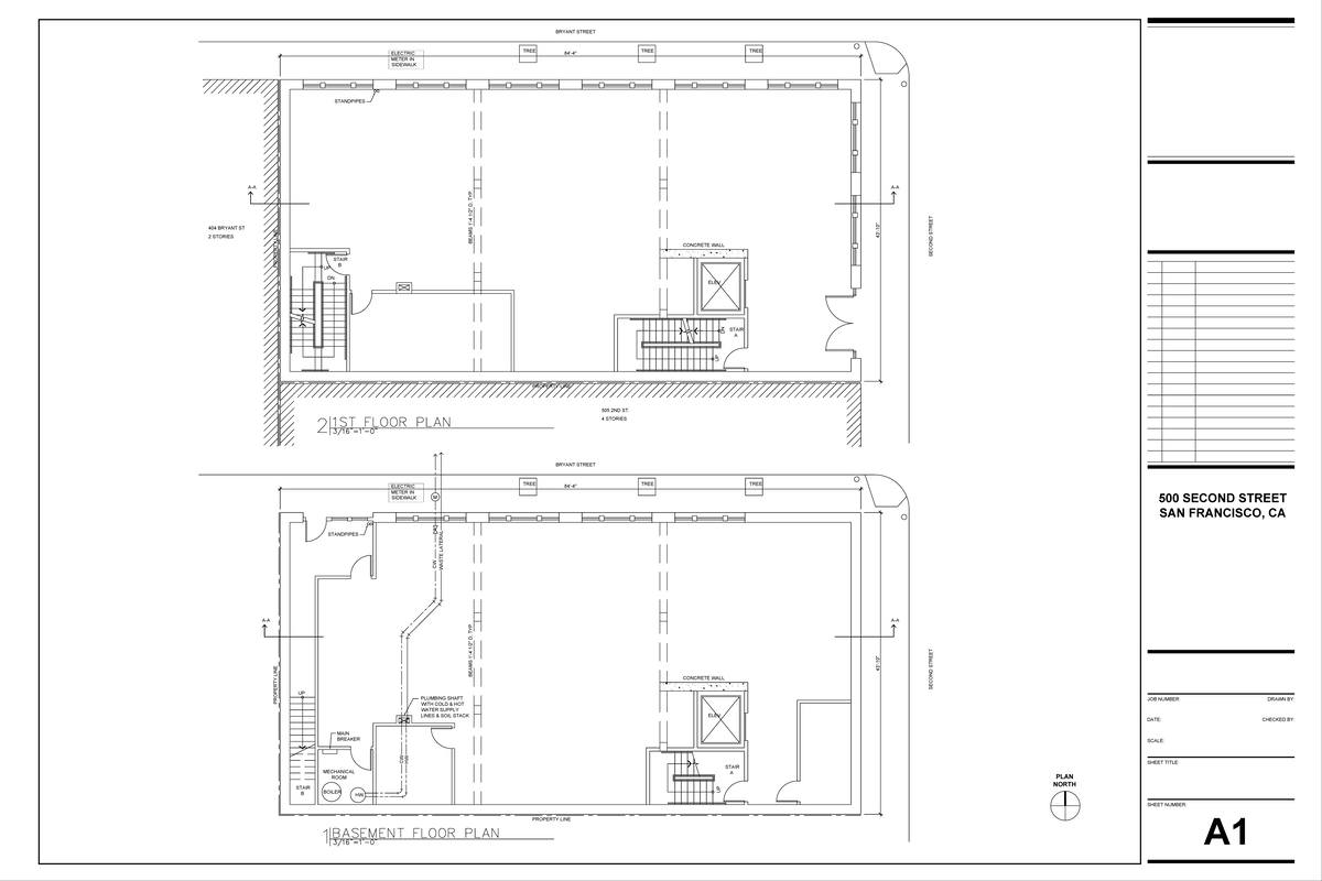Basement & 1st Floor Existing Building Plans - 404 Bryant St. Analysis ...