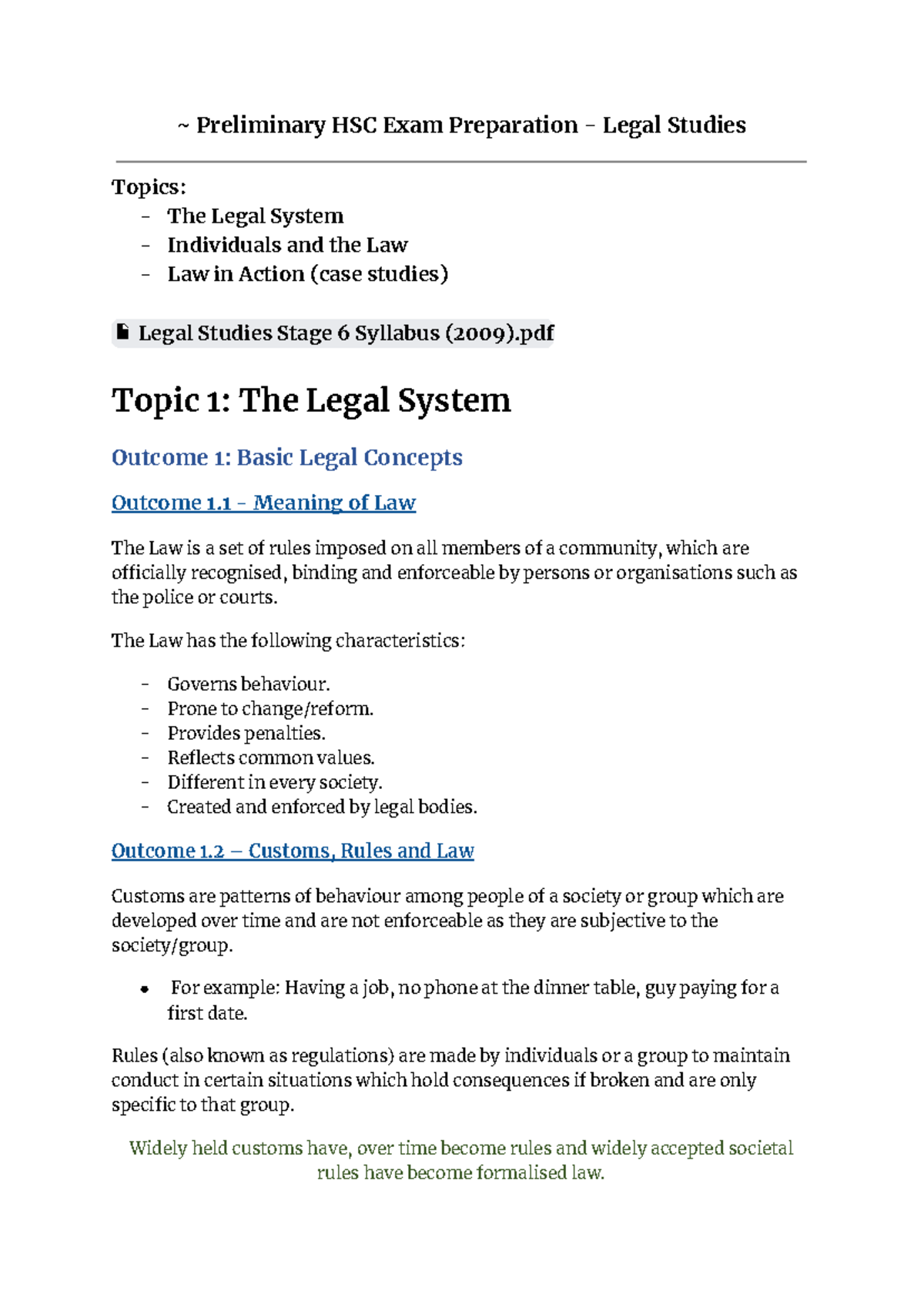 Preliminary yr 11 Legal Studies notes - ~ Preliminary HSC Exam ...