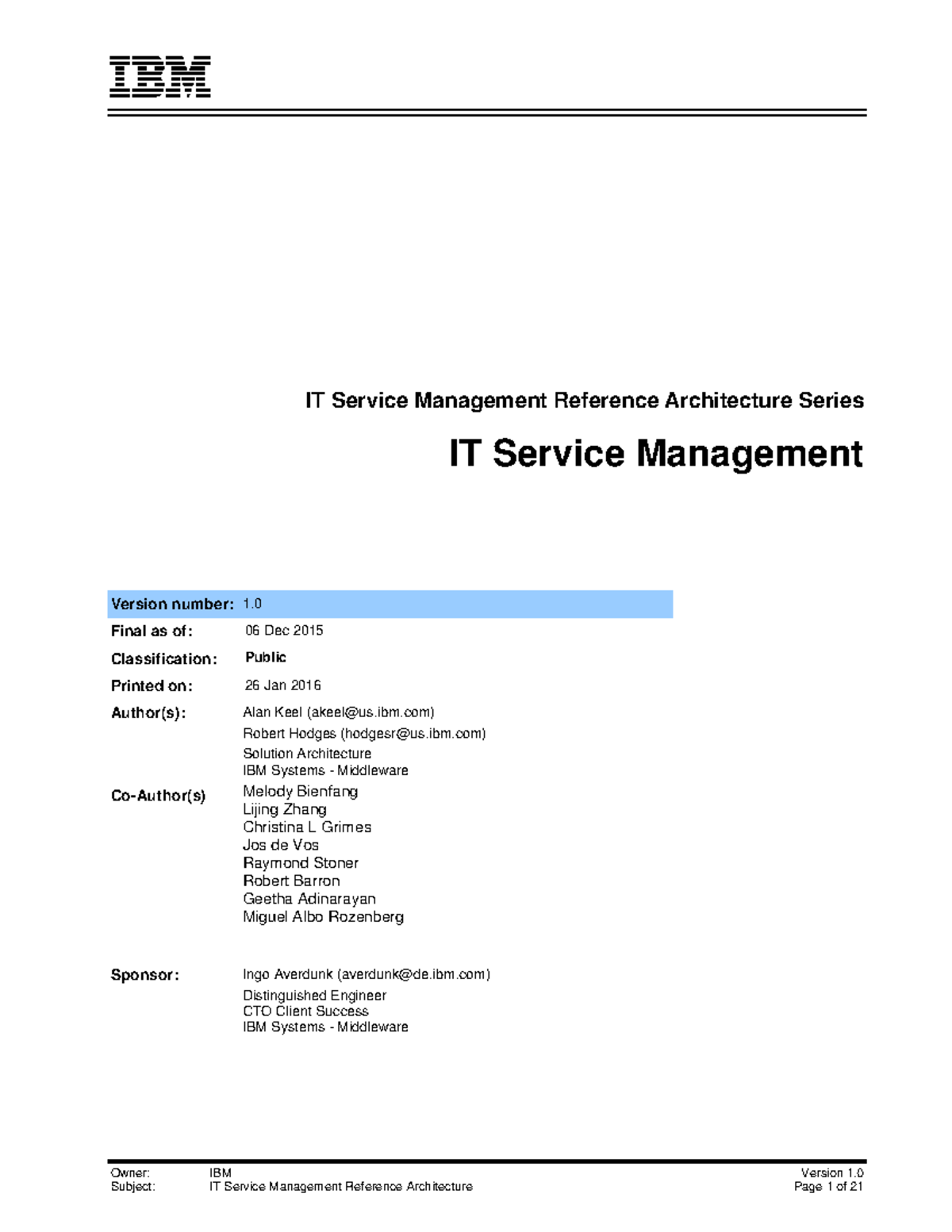 ITSM Reference Architecture - ITSM - Whitepaper - IT Service Management ...