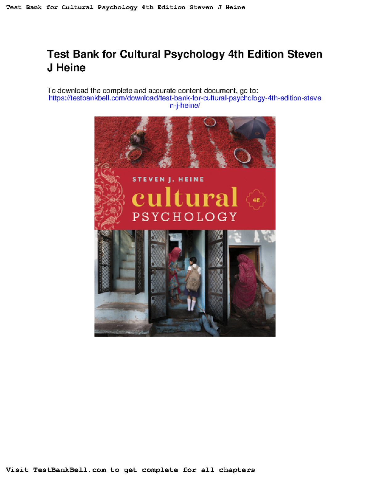 Cultural Psychology Test Bank (4th Ed) - Steven J. Heine - Chapter 6 ...
