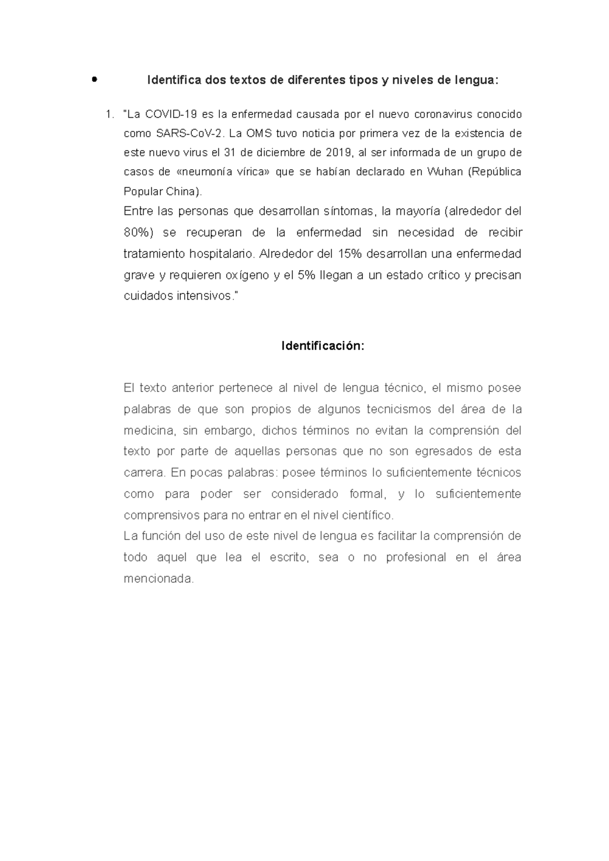 Identifica dos textos de diferentes tipos y niveles de lengua - La OMS ...