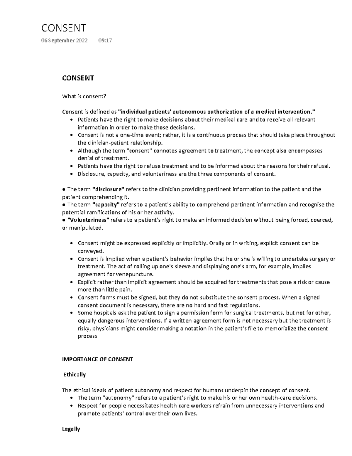 Legal and Ethical Aspects of Consent in Medical Treatments - Studocu