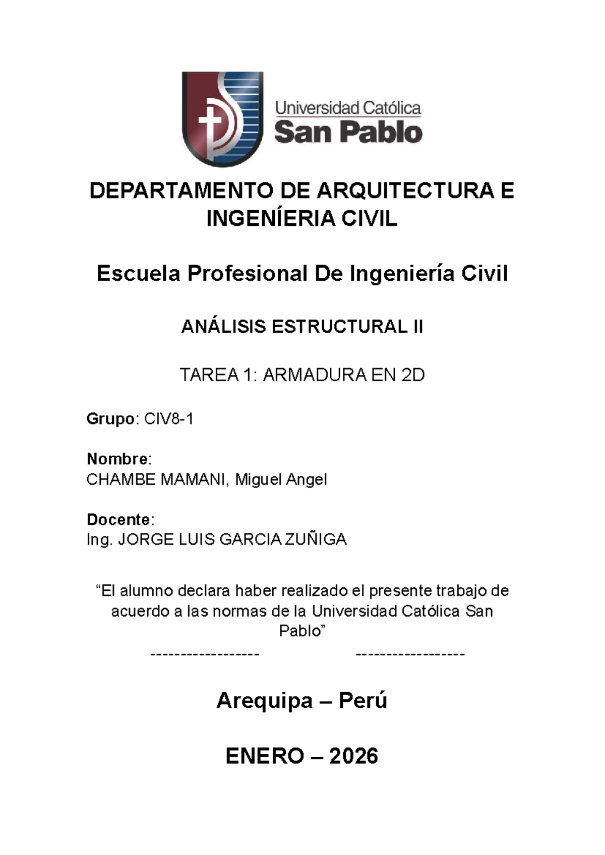 Tarea 1: Análisis de Armadura en 2D - CIV8-1 - Studocu