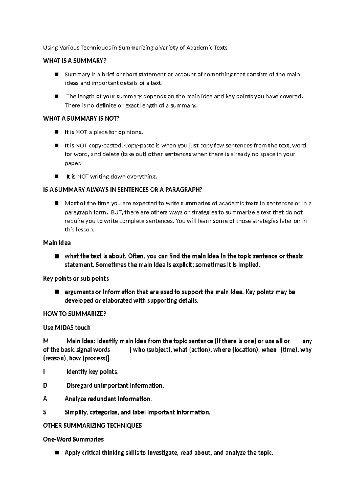 EAPP Reviewer - Using Various Techniques in Summarizing a Variety of ...