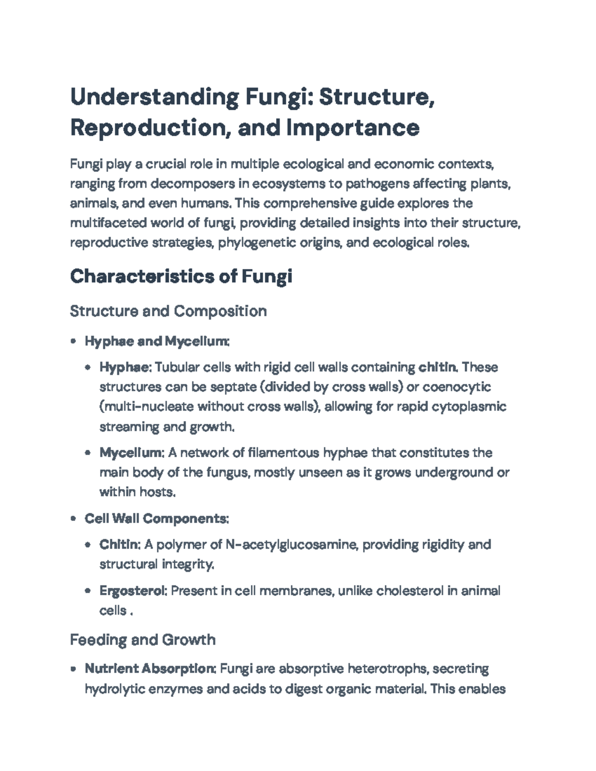 Understanding Fungi: Structure, Reproduction & Ecological Significance ...