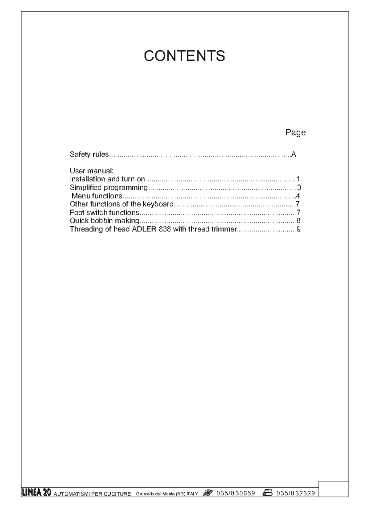 English AFC 20 instruction manual - CONTENTS Safety - Studocu